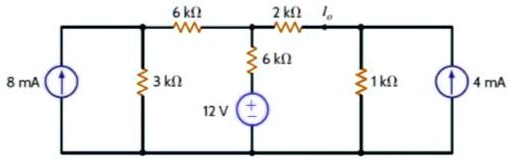SOLVED: Find I0 in the given circuit using any of the circuit analysis methods. 6kÎ© 20V