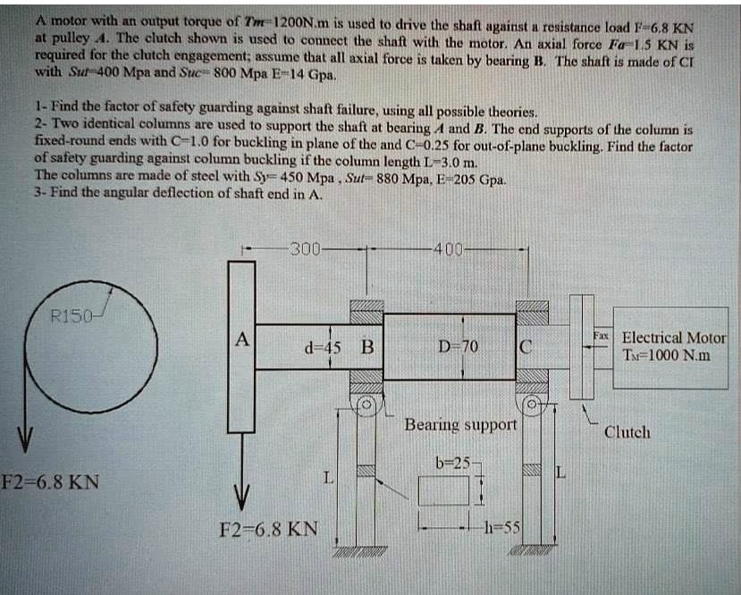 SOLVED: A motor with an output torque of Tm=1200 N.m is used to drive ...