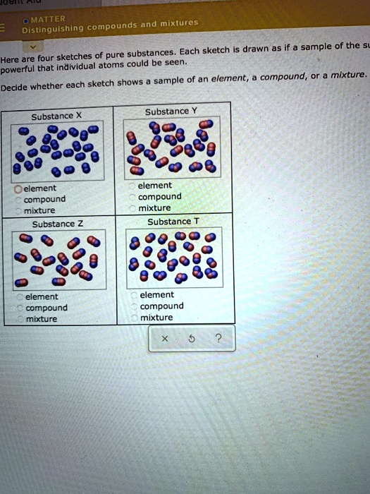 matter and mixtures distinguishing compounds each sketch is drawn as if ...