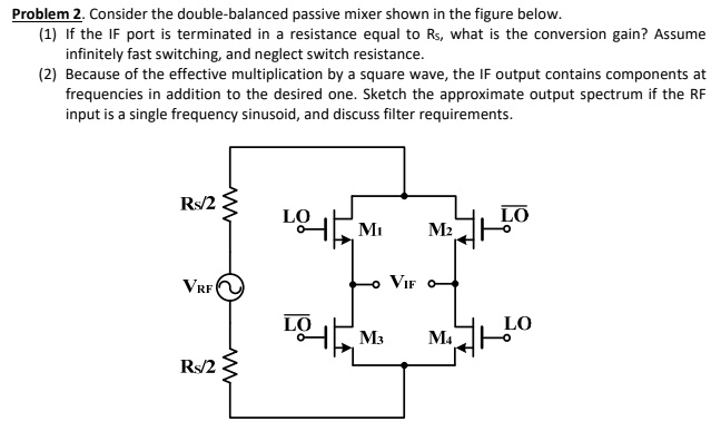 Consider the double-balanced passive mixer shown in the figure below ...