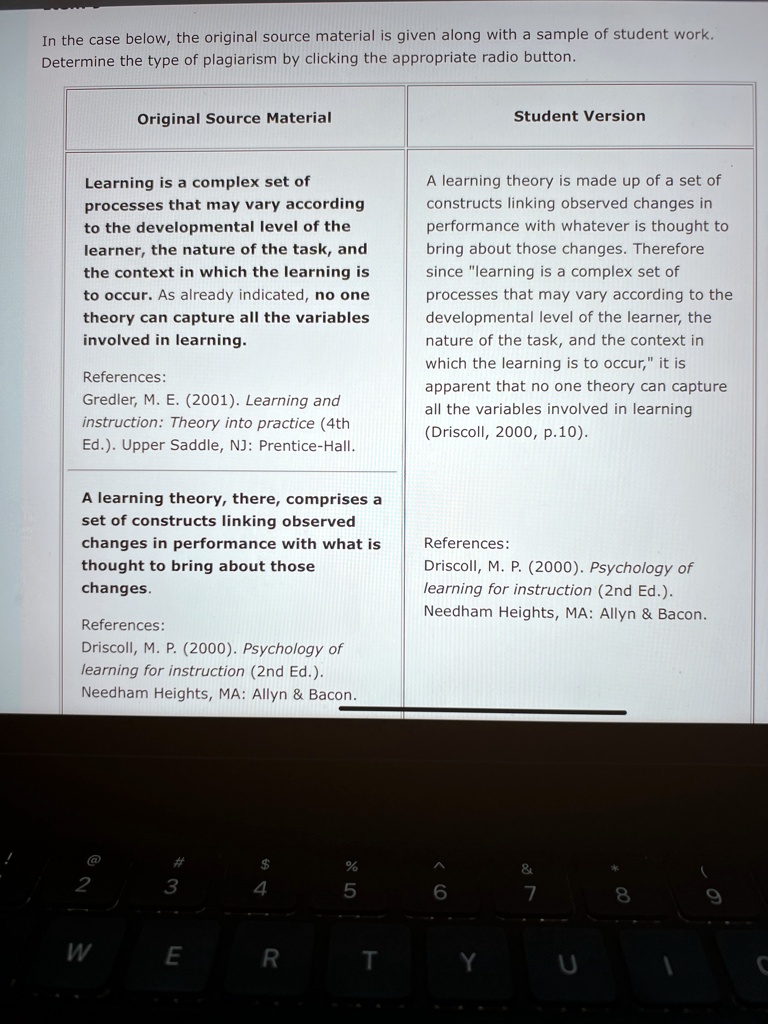 In the case below, the original source material is given along with a ...