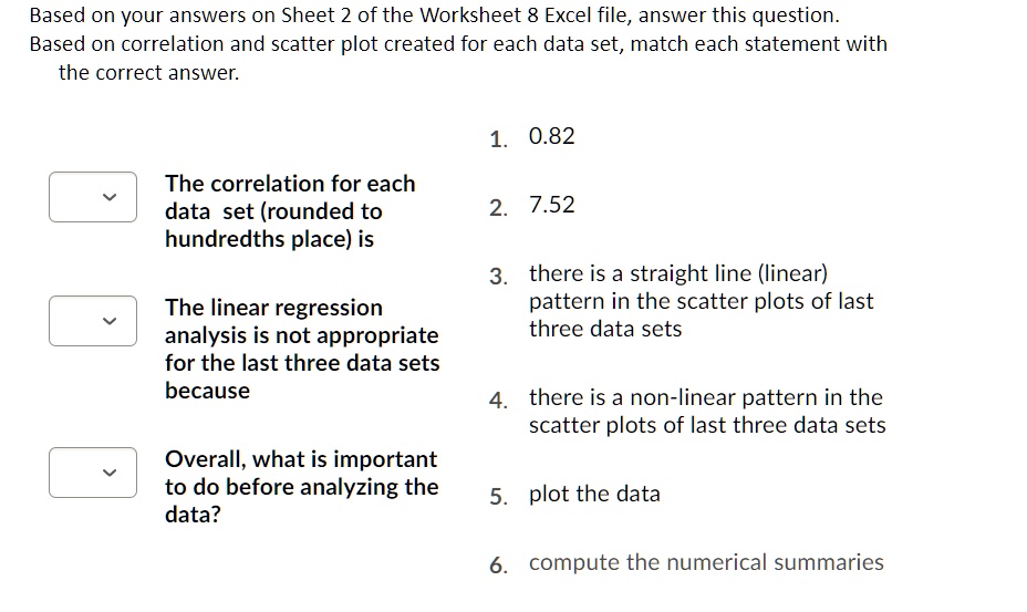 SOLVED: Based on your answers on Sheet 2 of the Worksheet 8 Excel file ...
