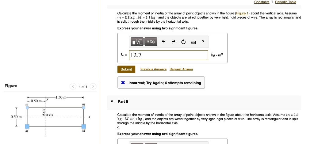 SOLVED: Constants I Periodic Table Calculate the moment of inertia of the array of point objects ...