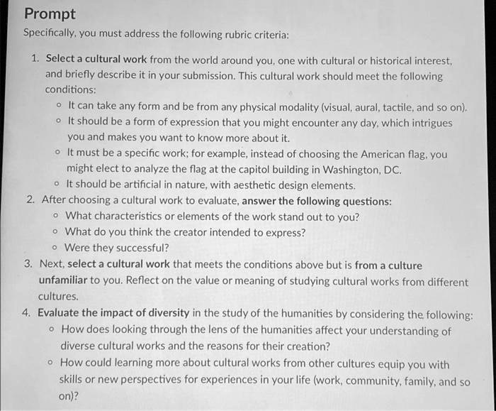 SOLVED: Must be unique and follow the prompt... Prompt Specifically,you ...