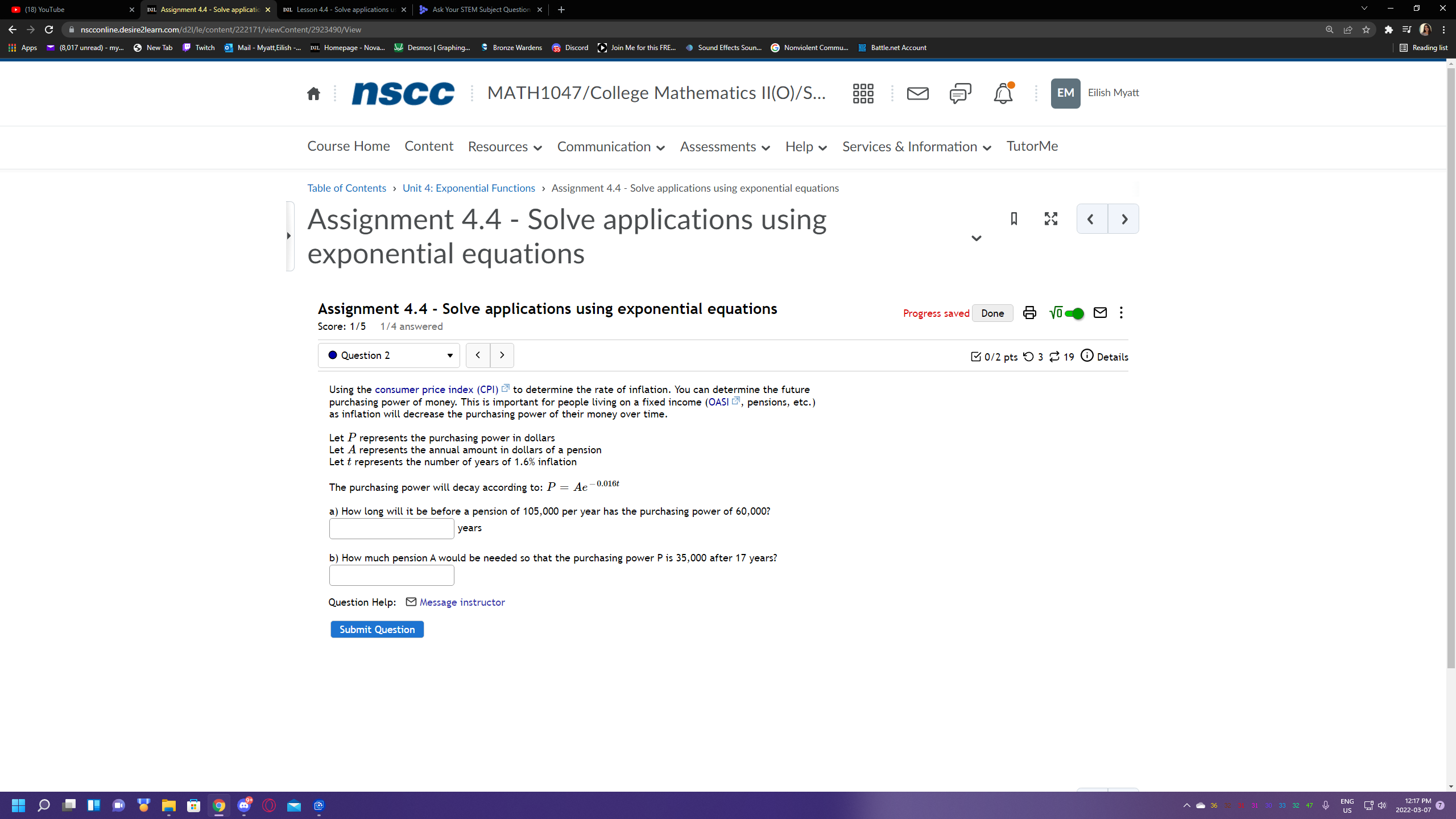 SOLVED: Solve applications using exponential equations