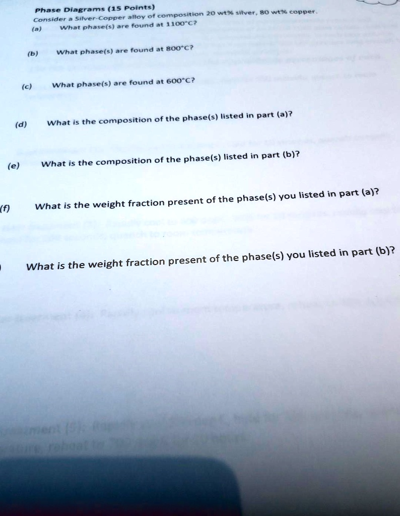 SOLVED: Phase Diagrams(15 Points) (a) What phase(s)are found at 1100C ...