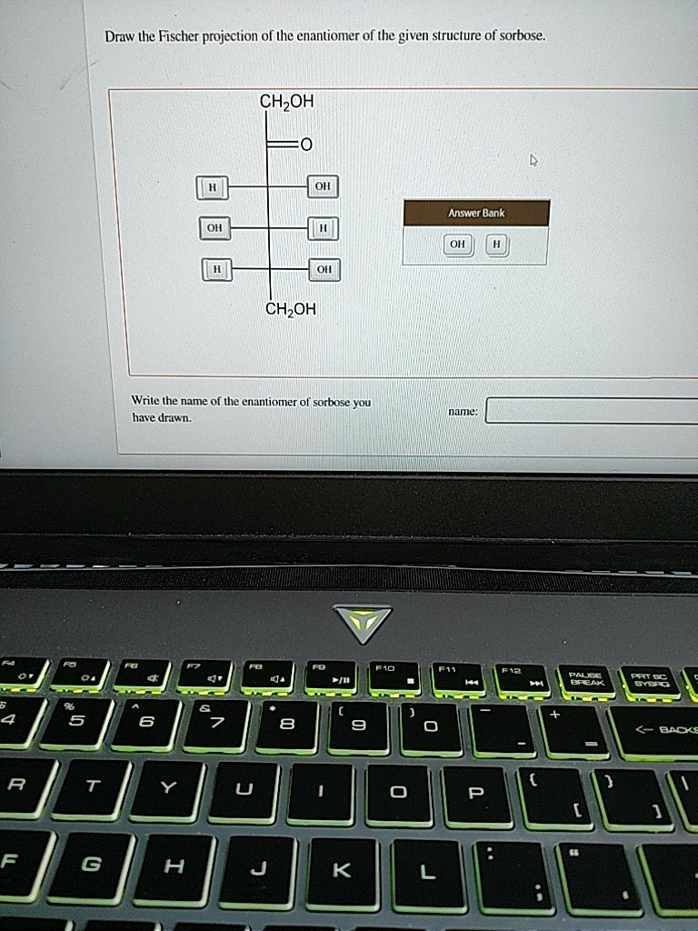 SOLVED: Draw the Fischer projection of the enantiomer of the given ...