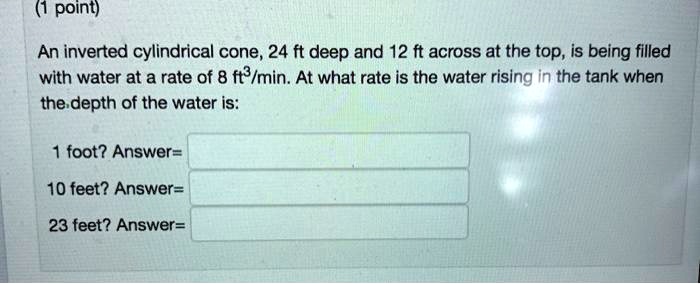 point an inverted cylindrical cone 24 ft deep and 12 ft across at the ...