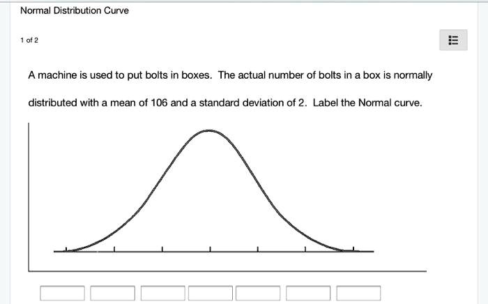 SOLVED: Normal Distribution Curve A machine is used to put bolts in boxes The = actual number of ...