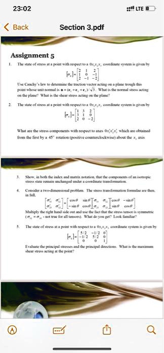 SOLVED: Assignment 5: The state of stress at a point with respect to an Ox coordinate system is ...