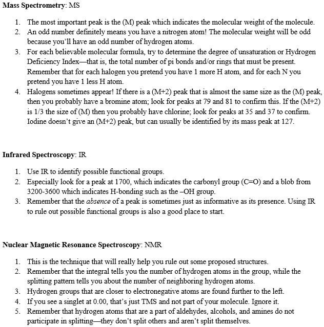 SOLVED: Mass Spectrometry: MS The most important peak is the (M) peak ...