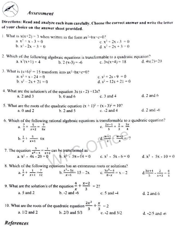 read and analyze each item carefully choose the correct answer and write the letter of your ...