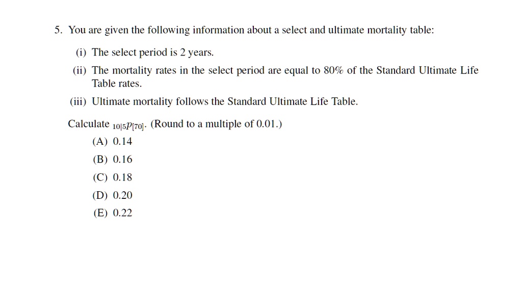 SOLVED: You are given the following information about a select and ...