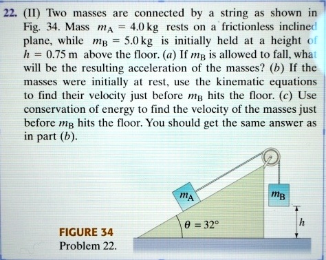[GET ANSWER] 22 ii two masses are connected by a string as shown in fig 34 mass ma 40 kg rests ...