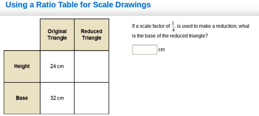 if a scale factor of 14 is used to make a reduction what is the base of ...
