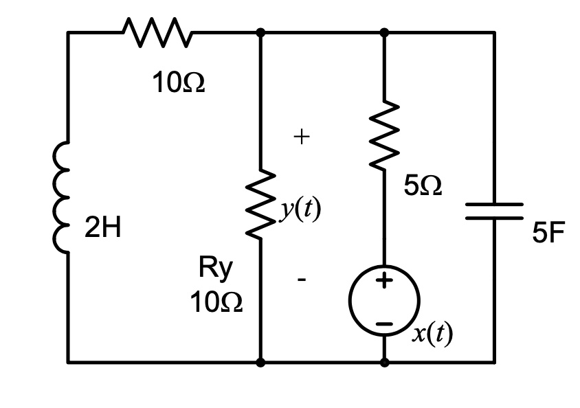 SOLVED: In the circuit given in the figure below, ð ‘¥(t) voltage is input and y(t) voltage is ...