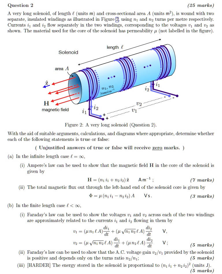 SOLVED: Text: Question 2 (25 marks) A very long solenoid, of length L (units m) and cross ...