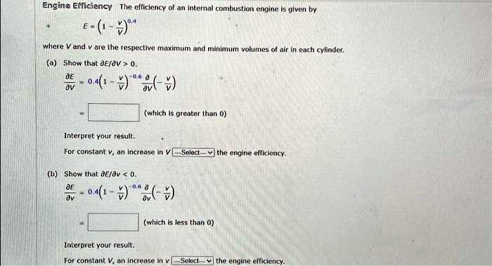 SOLVED: Engine Efficiency The efficiency of an internal combustion ...