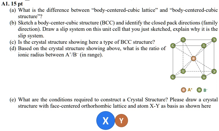 SOLVED: (a) What is the difference between "body-centered cubic lattice" and "body-centered ...