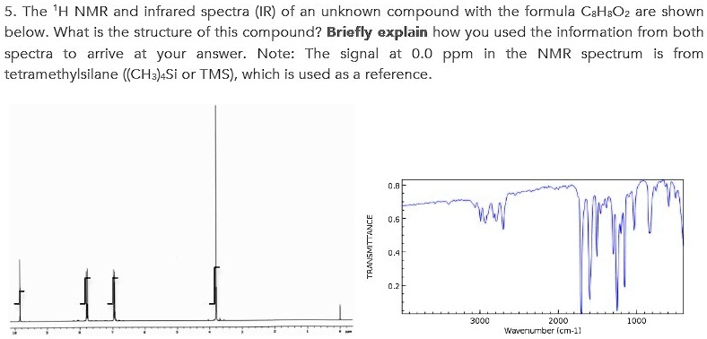 5. The 'H NMR and infrared spectra (IR) of an unknown compound with the ...