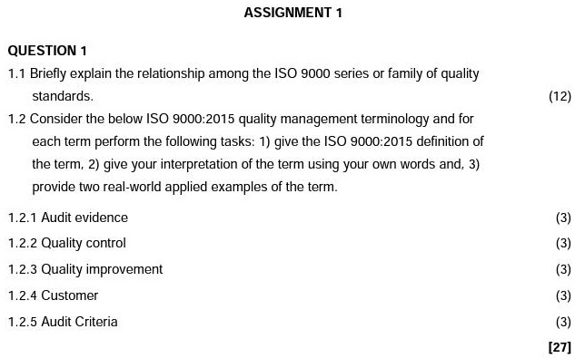SOLVED: ASSIGNMENT 1 QUESTION 1 1.1 Briefly explain the relationship ...