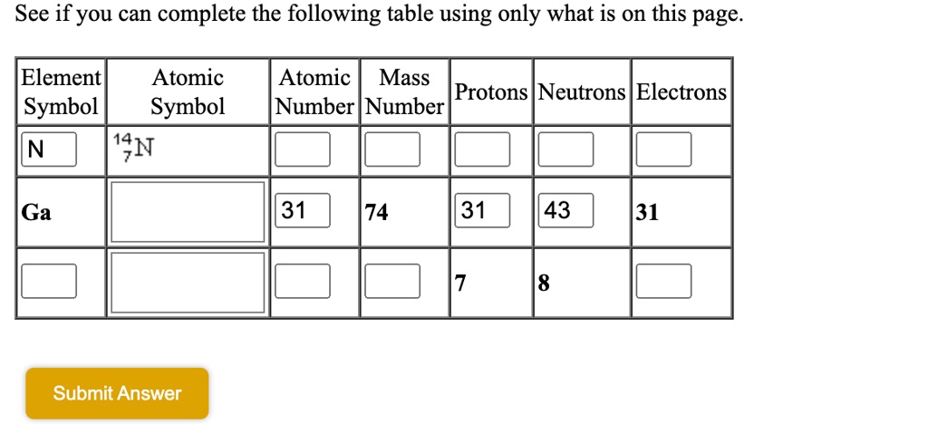 See if you can complete the following table using only what is on this ...