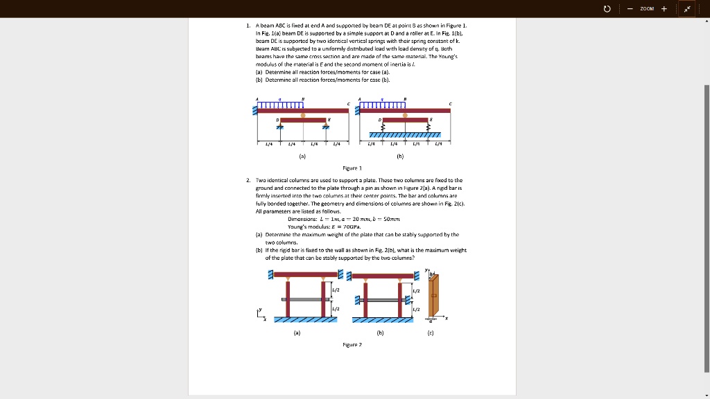 [GET ANSWER] 1. A beam ABC is fixed at end A and supported by beam DE ...