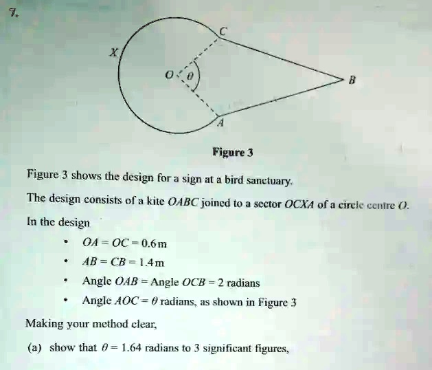 Figure 3 shows the design for a sign at a bird sanctuary. The design consists of a kite OABC ...