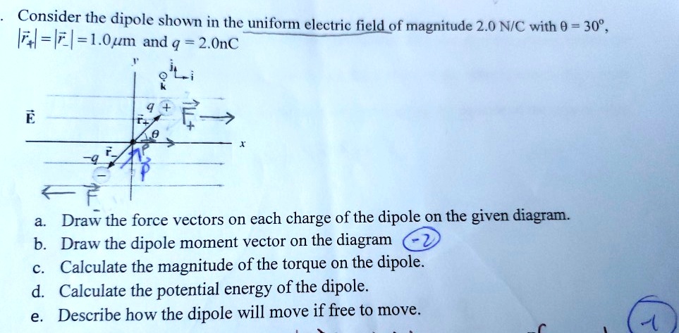 SOLVED: Consider the dipole shown in the uniform electric field of ...