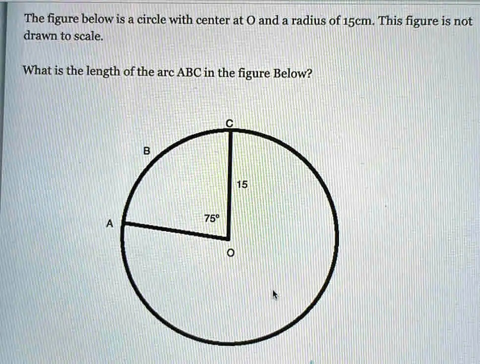 The figure below is a circle with center at O and a radius of 15cm ...