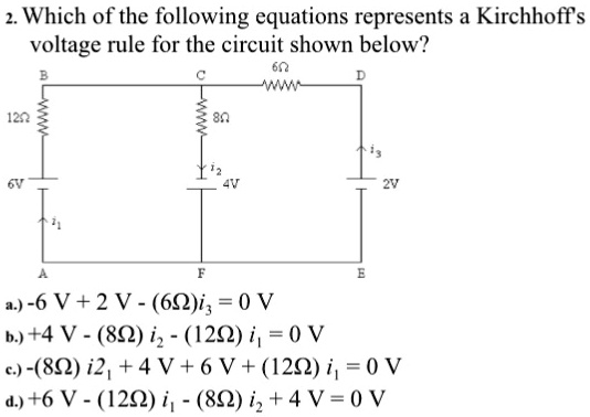 2 which of the following equations represents a kirchhoffs voltage rule ...