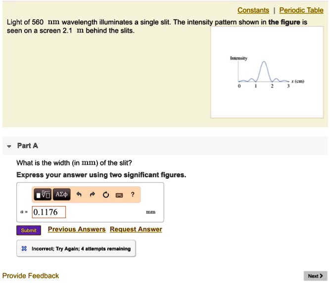 SOLVED: Constants I Periodic Table Light of 560 nm wavelength ...