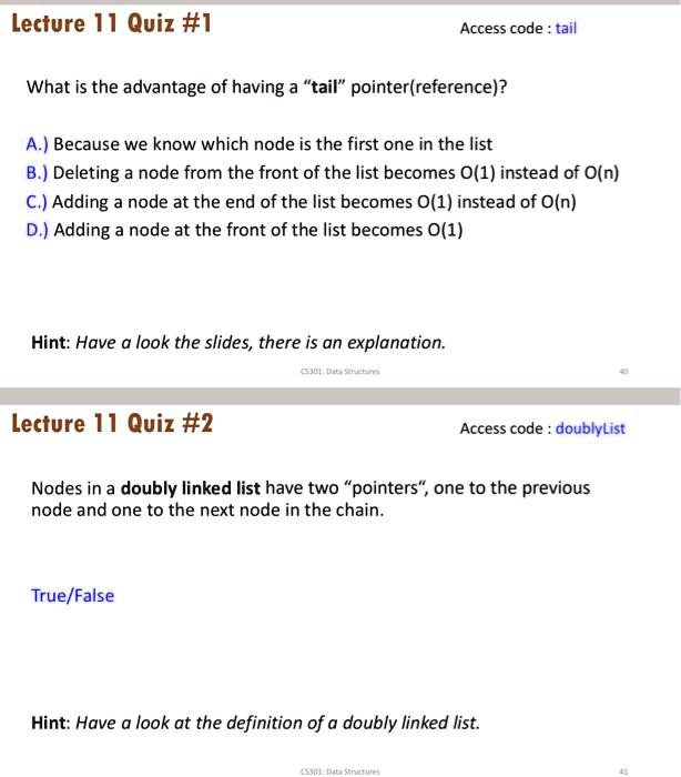 Lecture 11 Quiz #1 Access code: tail What is the advantage of having a ...
