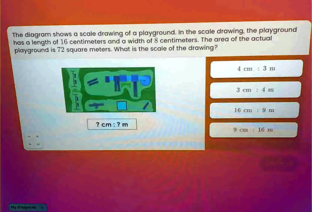 SOLVED: The diagram shows a scale drawing of a playground. In the scale ...