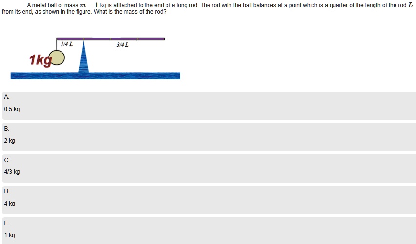 SOLVED: metal ball of mass m atttached to the end oi = long rod. The ...