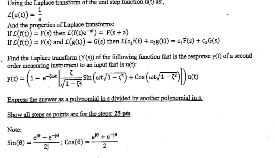 SOLVED: Using the Laplace transform of the unit step function u(t) as c ...