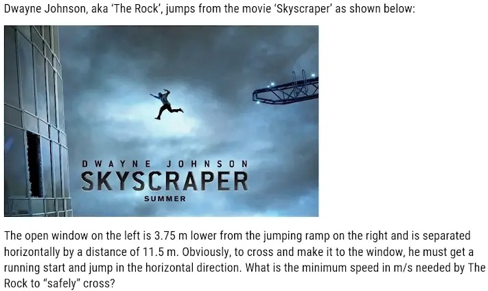 Dwayne Johnson, aka 'The Rock', jumps from the movie 'Skyscraper' as ...