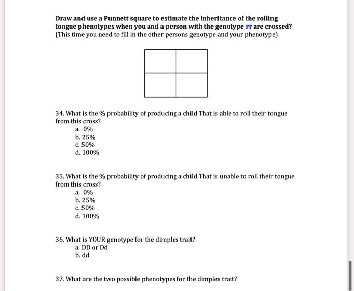 Draw and use a Punnett square to estimate the inheritance of the ...