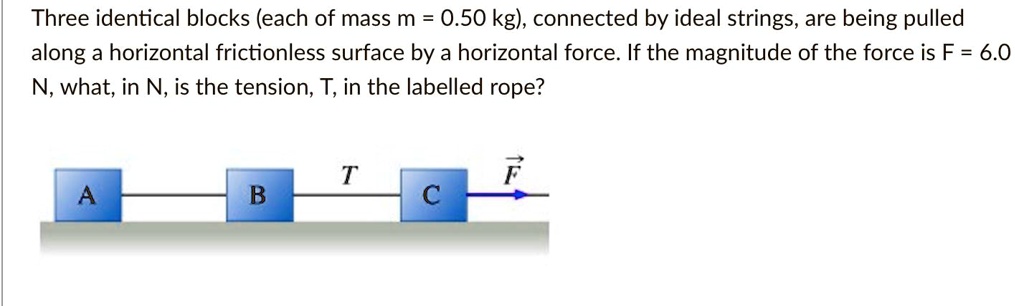 Three Identical Blocks Each Of Mass M 0 50 Kg Connected By Ideal