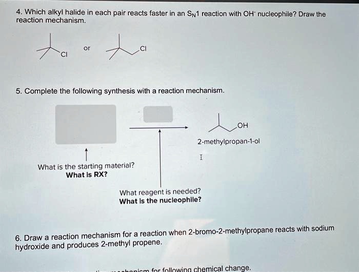 SOLVED: Please help me with questions 4, 5, and 6. 4. Which alkyl ...