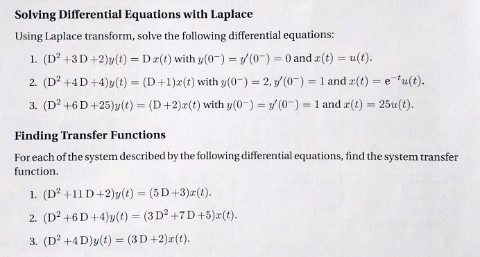 SOLVED: Solving Differential Equations with Laplace Using Laplace ...