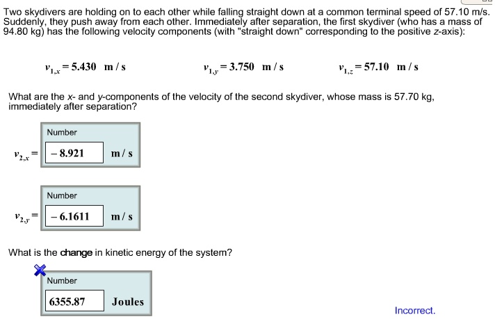 SOLVED: Two skydivers are holding on to each other while falling straight down at a common ...