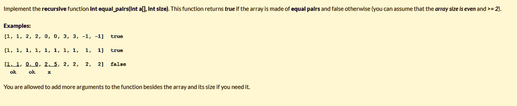 SOLVED: Implement the recurslve function Int equalpalrs(Int a[], Int ...