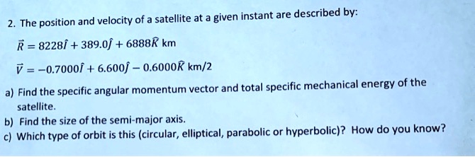 SOLVED: The position and velocity of a satellite at a given instant are ...