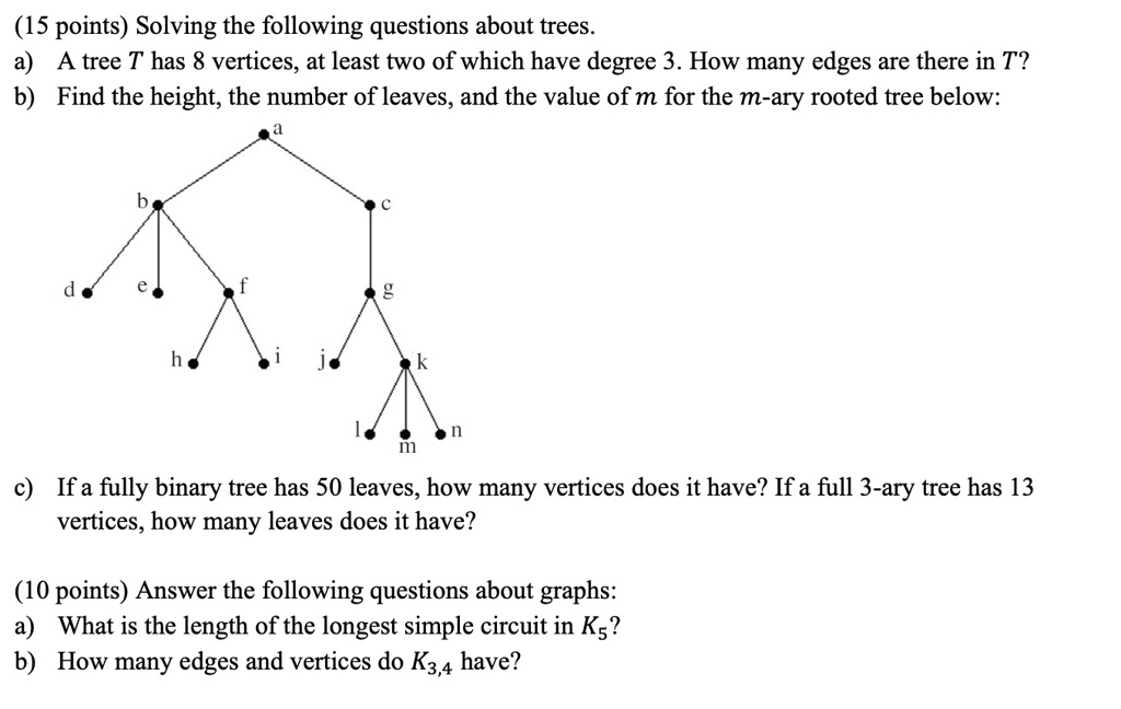 1s points solving the following questions about trees a a tree t has 8 ...