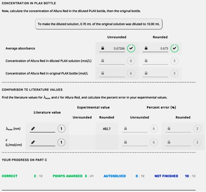 Concentration in plax bottle now calculate the concentration...