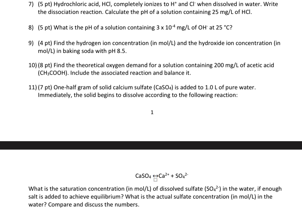 7 5 Pt Hydrochloric Acid Hci Completely Ionizes To H And Cl When