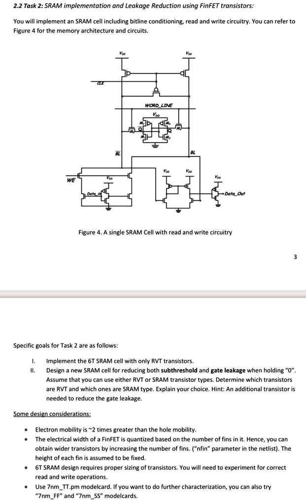 22 Task 2 Sram Implementation And Leakage Reduction Using Finfet Transistors You Will Implement 