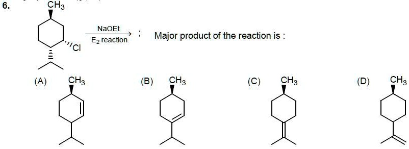 SOLVED: 'Hi please help me to solve this CH3 NaOEt Ez reaction "Cl Major product of the reaction ...