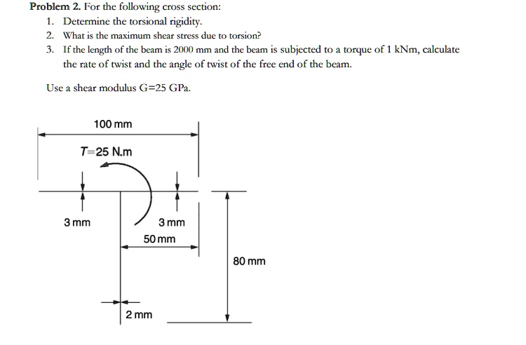 SOLVED: "Please don't copy !! Problem 2 For the following cross section: Determine the torsional ...